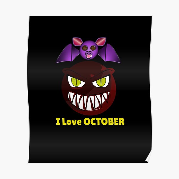 "I Love October scary Emoticon" Poster for Sale by disability2021 ...