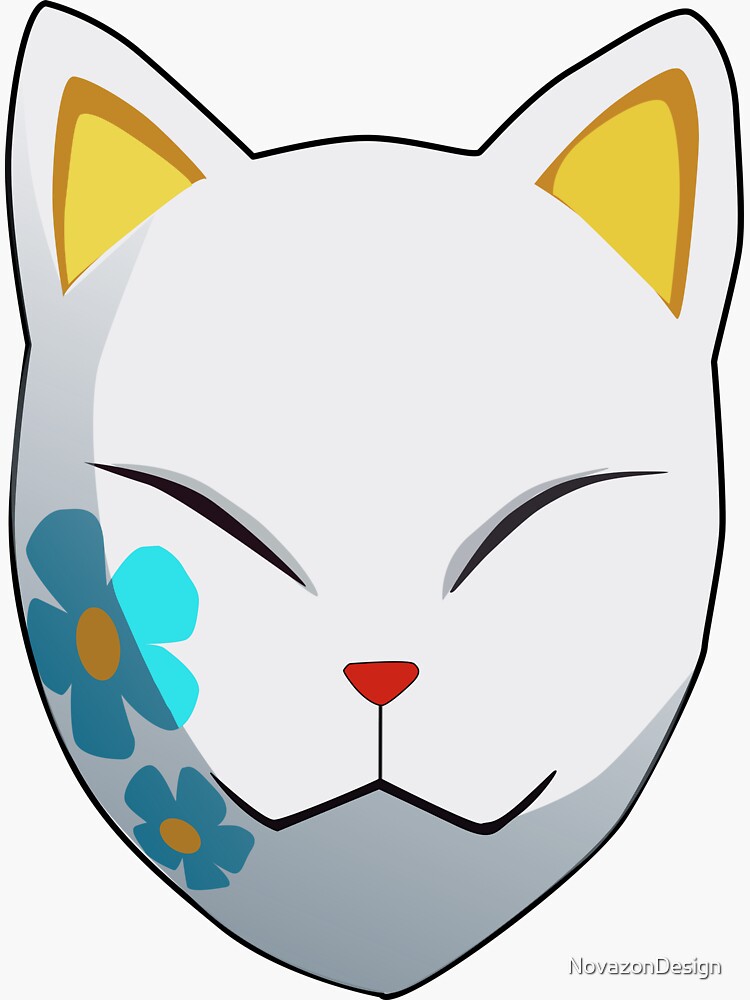 Makomo Cat Face Mask Sticker For Sale By Novazondesign Redbubble