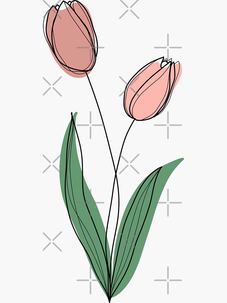"Pink Tulips" Sticker for Sale by PeachyLitchi | Redbubble