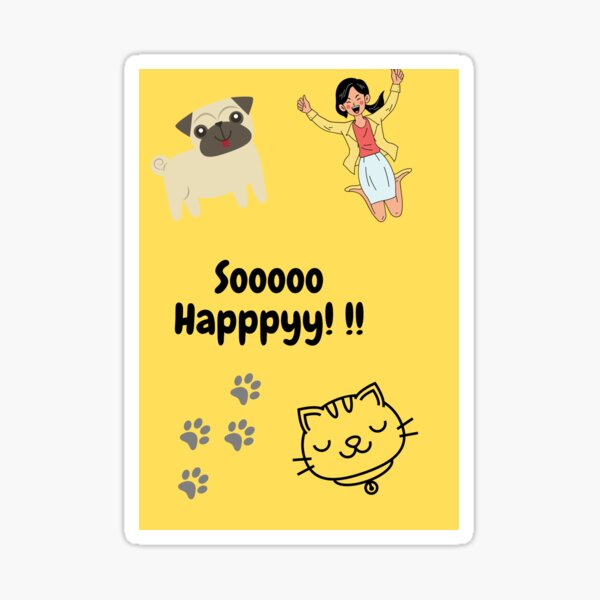 "so happy " Sticker for Sale by PKMOED | Redbubble