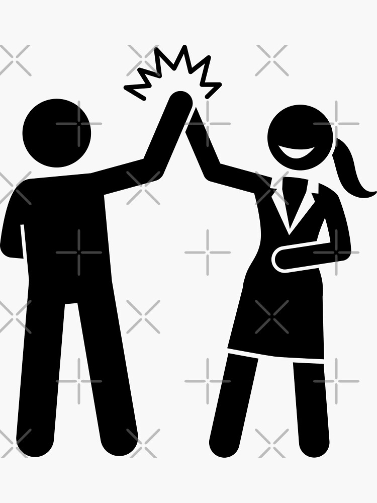 "Businesswoman High Five With A Man - Stickman Black Version" Sticker ...