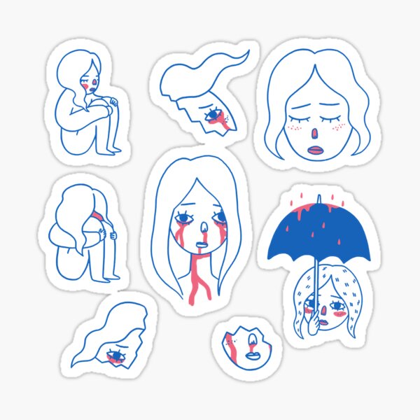 "Sad girl sticker pack" Sticker for Sale by Margaretsse | Redbubble