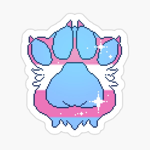 "Transgender Pride | Kawaii Pixel Paw | Wolf Dog Anthro Furry Fursona ...