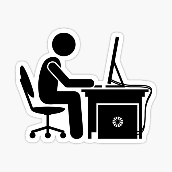 "Man Using Computer - Stickman Black Version" Sticker for Sale by ...