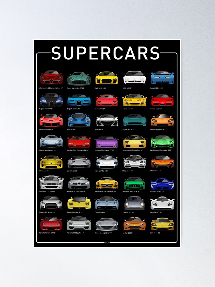 "Super Cars (B)" Poster by Alt_ Illustrations | Redbubble