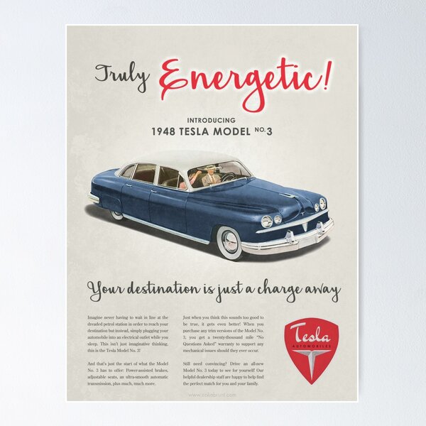 "Neo Retro - 1940s Tesla Ad" Poster for Sale by colinbrunt | Redbubble