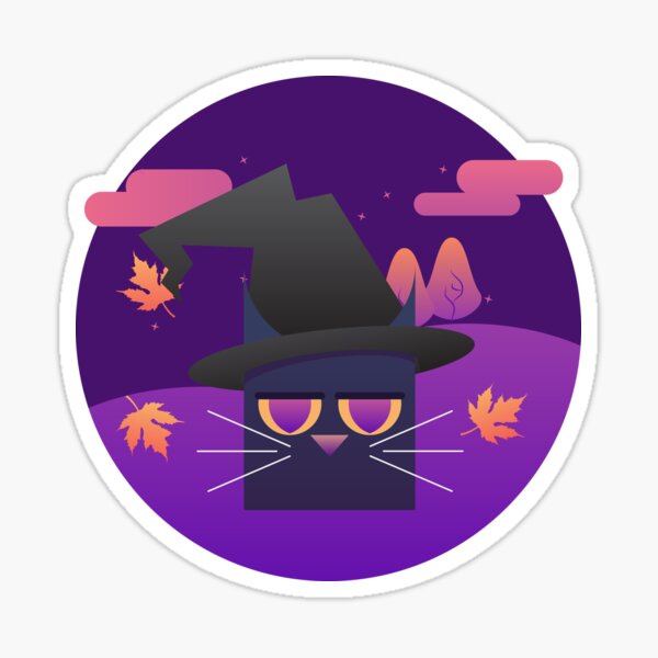 "Unenthusiastic Halloween Cat Witch" Sticker for Sale by Subtle-Weeb ...