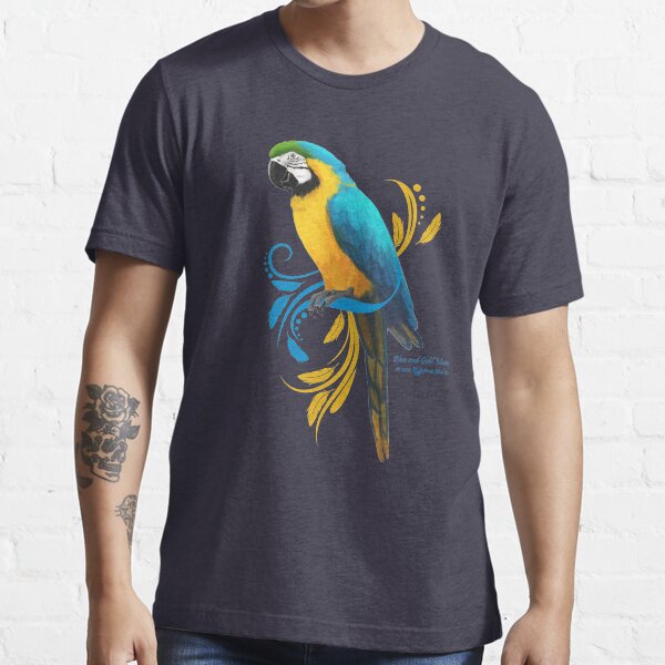 "Blue and Gold Macaw" T-shirt for Sale by sylvanmist | Redbubble | blue ...