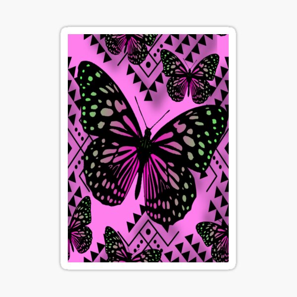 "Pink / Black / Lime Green Native Butterfly Design " Sticker for Sale ...