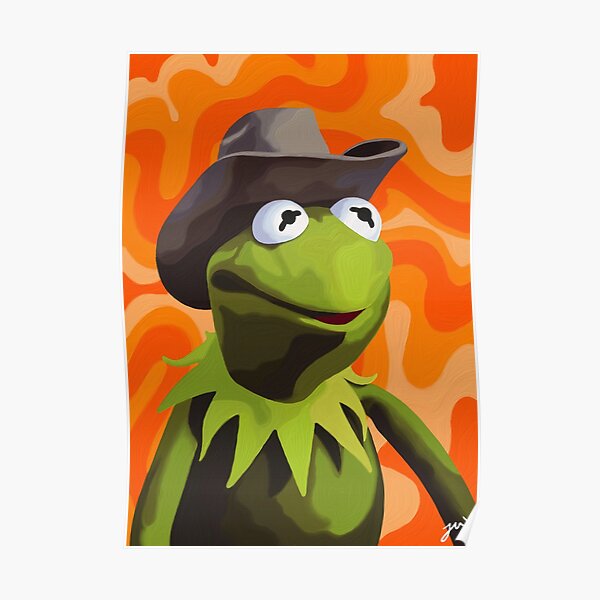 "Cowboy Kermit Painting (version 1/2 - orange background)" Poster by ...