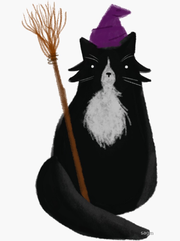 "Halloween Witch Tuxedo Black Cat" Sticker for Sale by sagm | Redbubble