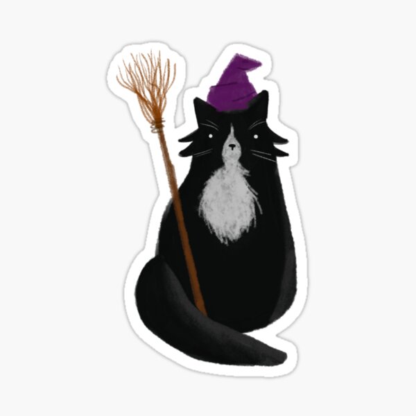 "Halloween Witch Tuxedo Black Cat" Sticker for Sale by sagm | Redbubble