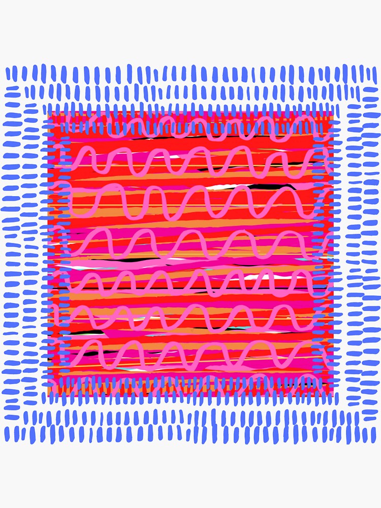 "PINK HORIZONTAL SQUIGGLE CONFETTI (Blue Border)" Sticker for Sale by ...