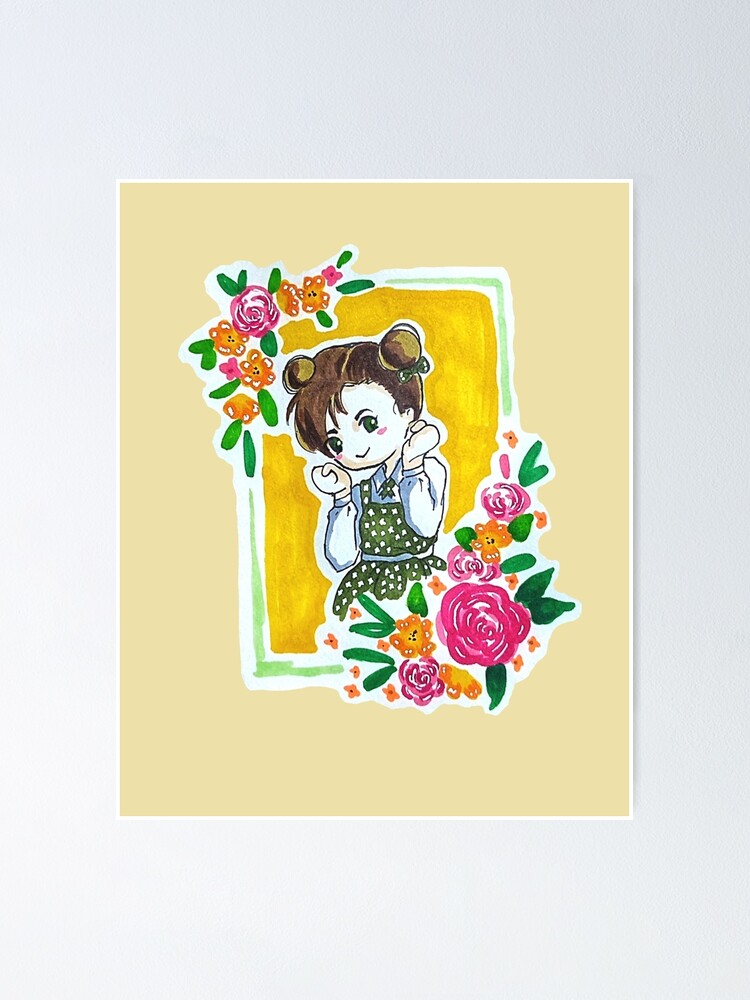 "Cute cottagecore anime chibi girl in green dress" Poster for Sale by ...