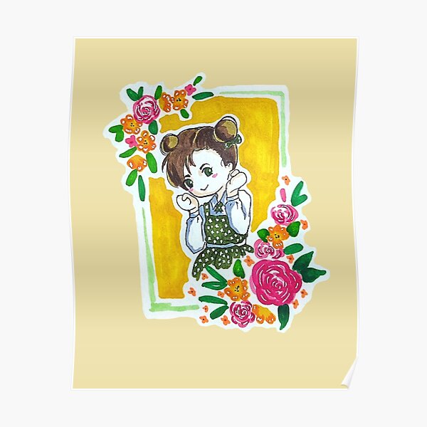 "Cute cottagecore anime chibi girl in green dress" Poster for Sale by ...