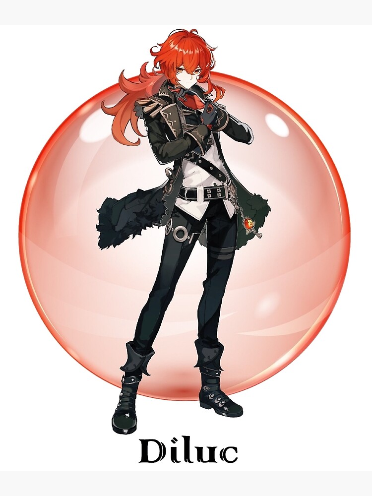 "Diluc of Genshin Impact Full Body with Magic Orb" Canvas Print for ...