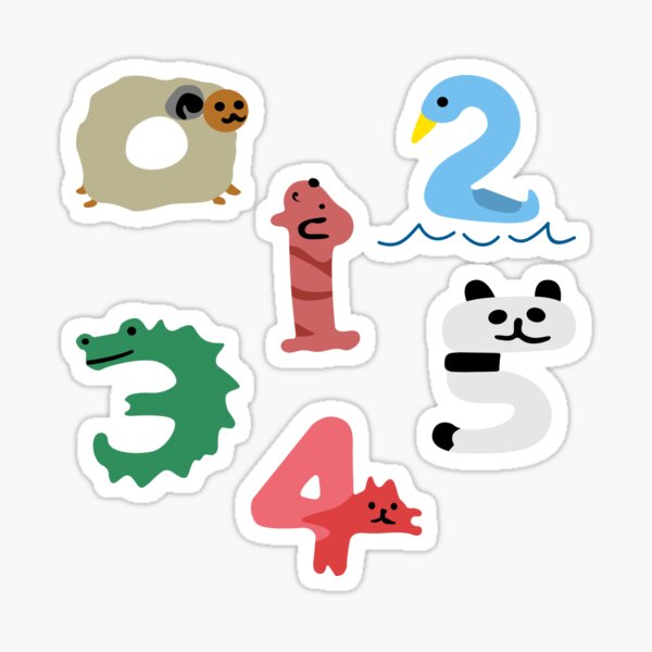 "number blocks of cute animals sticker pack" Sticker for Sale by ...