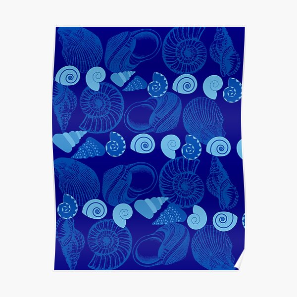 "Cute Deep Blue Summer Wear Seashells Design" Poster for Sale by ...