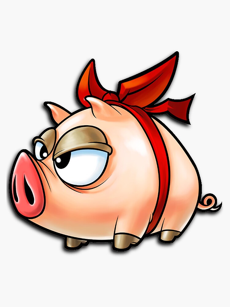 "Maple Story Ribbon Pig" Sticker for Sale by GreasyGerbil | Redbubble