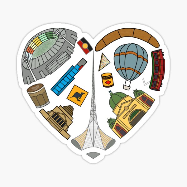 "Melbourne Love" Sticker by cupcakecandice | Redbubble