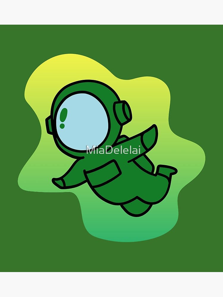 "Green Crewmate Floating through Gradient Space" Art Print for Sale by ...