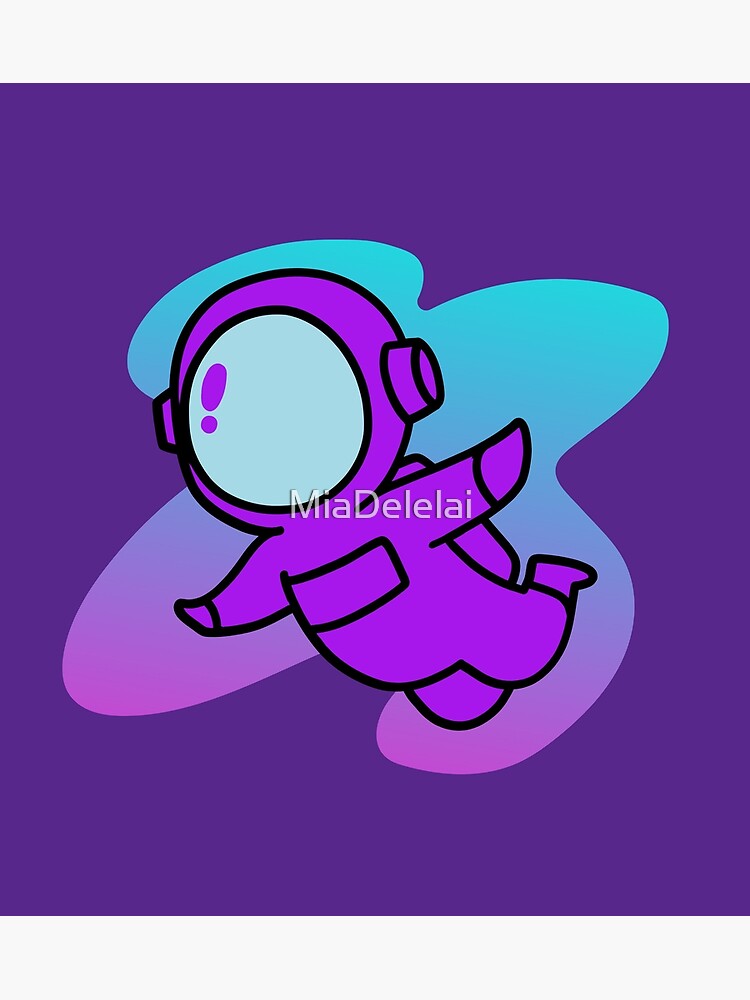 "Purple Crewmate Floating through Space with Blue Gradient" Art Print ...