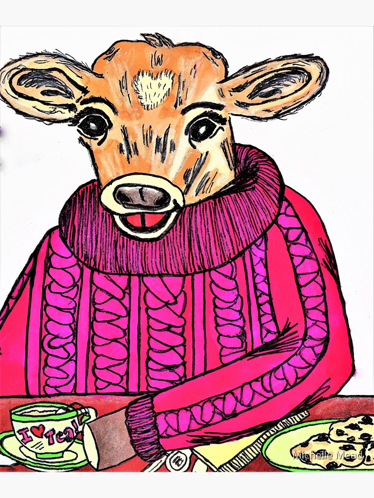 "Miss Cow's Cup of Tea" Sticker for Sale by Artemesiany | Redbubble