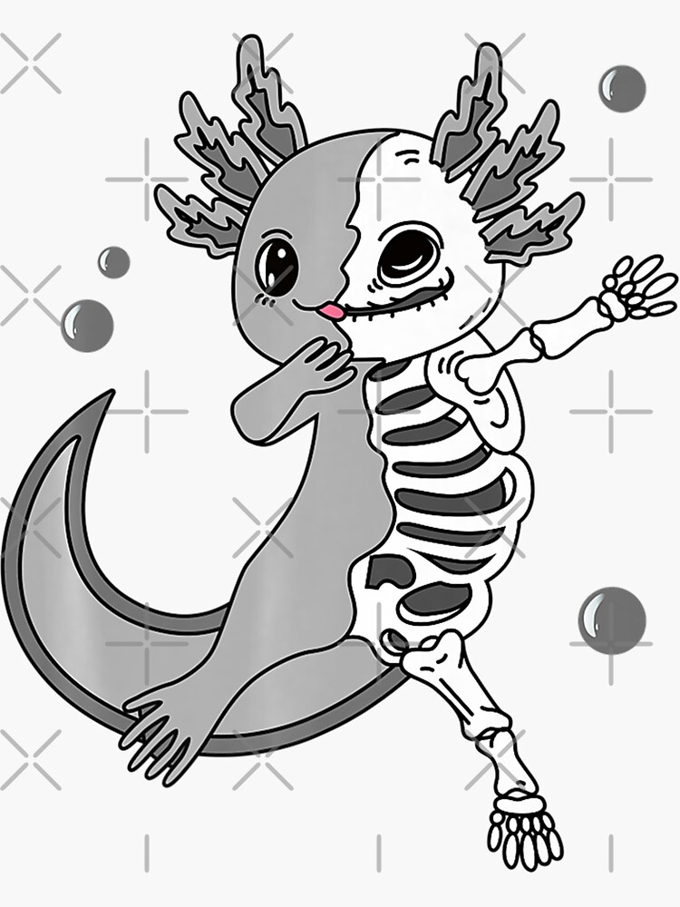 "Spooky Axolotl Skeleton Pumpkin Halloween" Sticker for Sale by ...