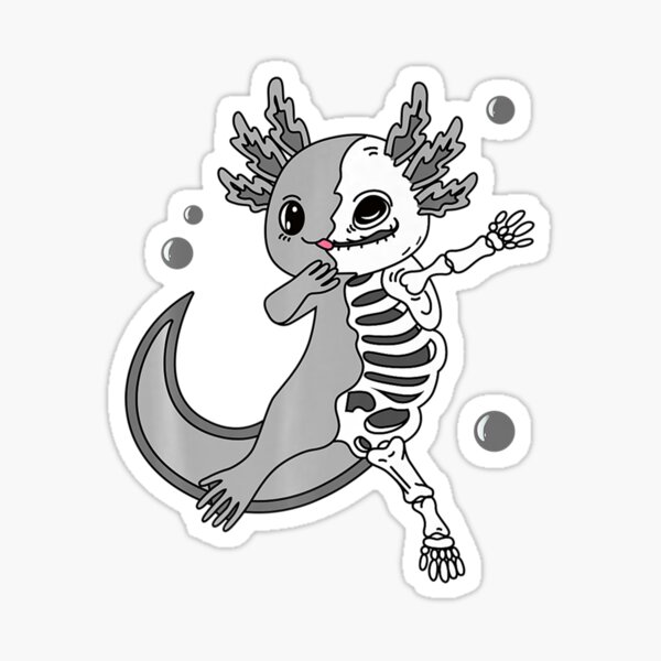 "Spooky Axolotl Skeleton Pumpkin Halloween" Sticker for Sale by ...