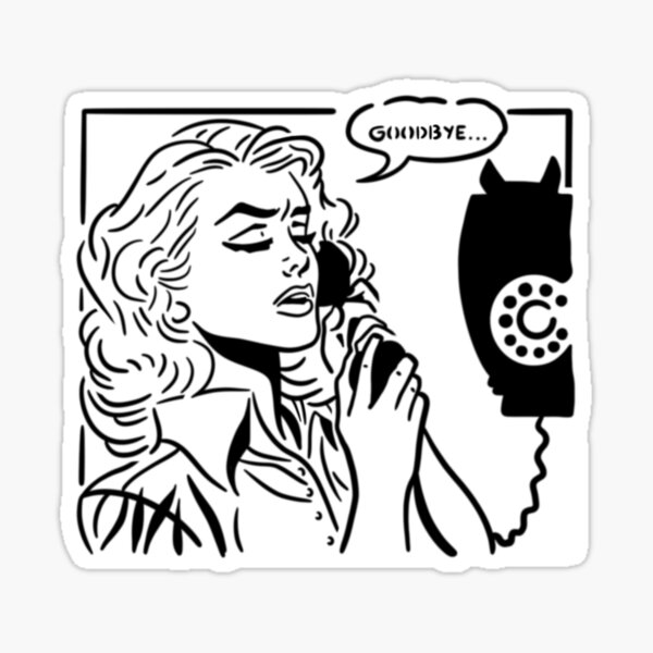 "Vintage girl hanging up phone "goodbye" pop art " Sticker for Sale by ...