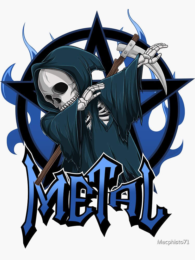 "Dabbing Skeleton Pentagram Metal Grim Reaper" Sticker for Sale by ...
