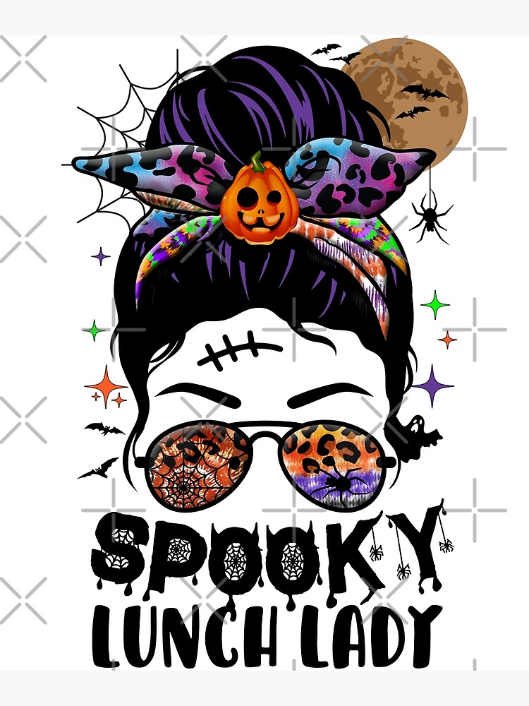 "One Spooky Lunch Lady Pumpkin Leopard Tie Dye Halloween Costume ...