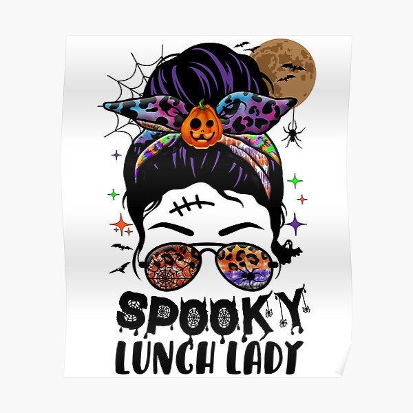 "One Spooky Lunch Lady Pumpkin Leopard Tie Dye Halloween Costume ...