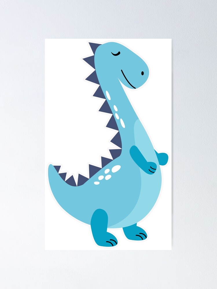 "Cute Blue T-Rex Dinosaur" Poster by Gevovs | Redbubble