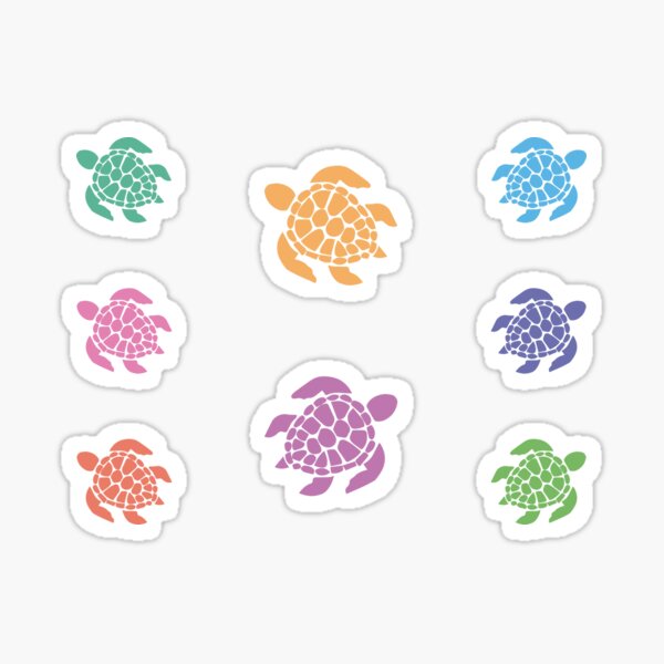 "Colorful Turtles" Sticker for Sale by HanakiArt | Redbubble