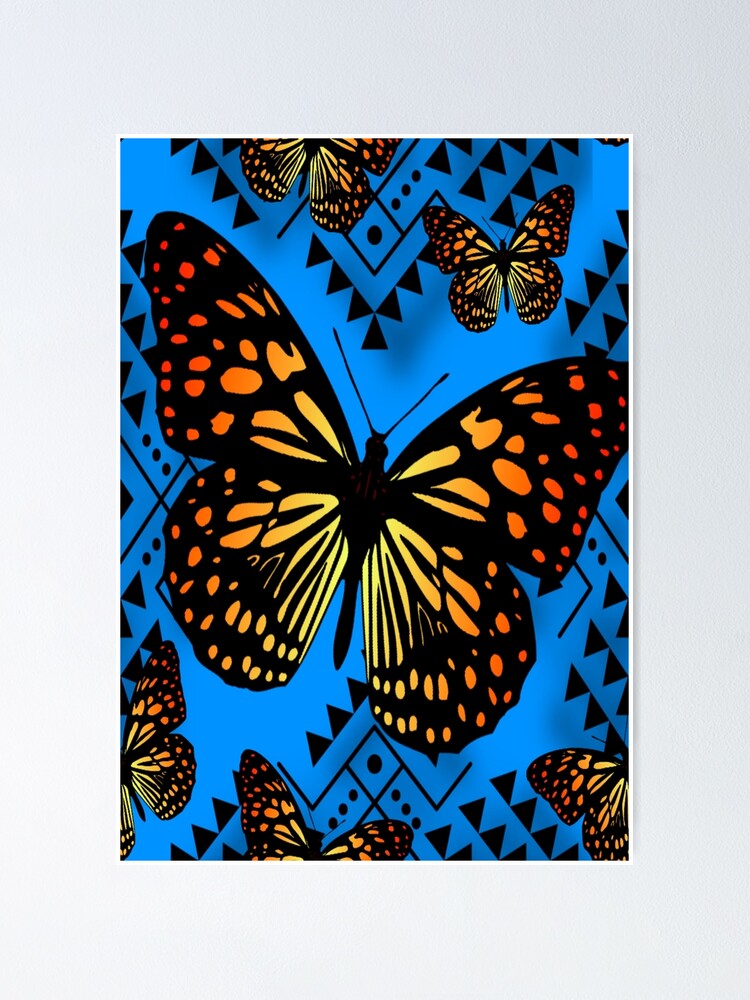 "Sky Blue / Fire Native Butterfly Design " Poster by JMWCD | Redbubble