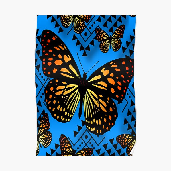 "Sky Blue / Fire Native Butterfly Design " Poster by JMWCD | Redbubble