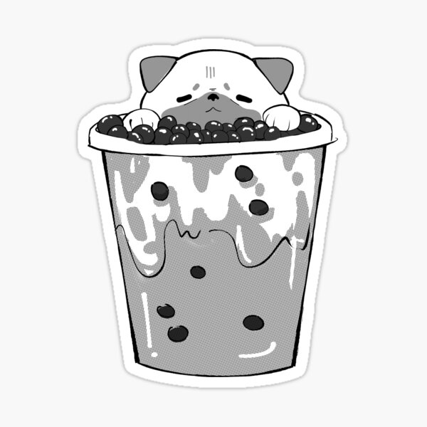 "Cute Boba Pug" Sticker for Sale by MiabeArt | Redbubble