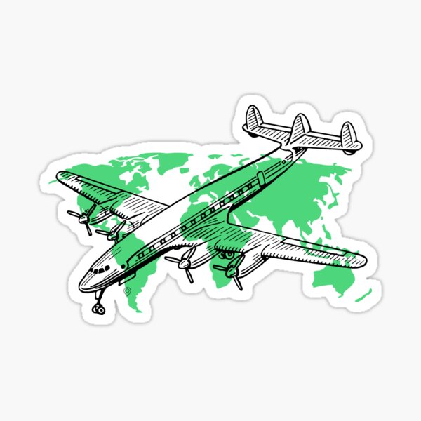 "Travel-Airplane on Green Map" Sticker for Sale by Cata-mcd | Redbubble