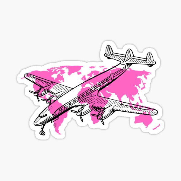 "Travel-plane on pink map" Sticker by Cata-mcd | Redbubble