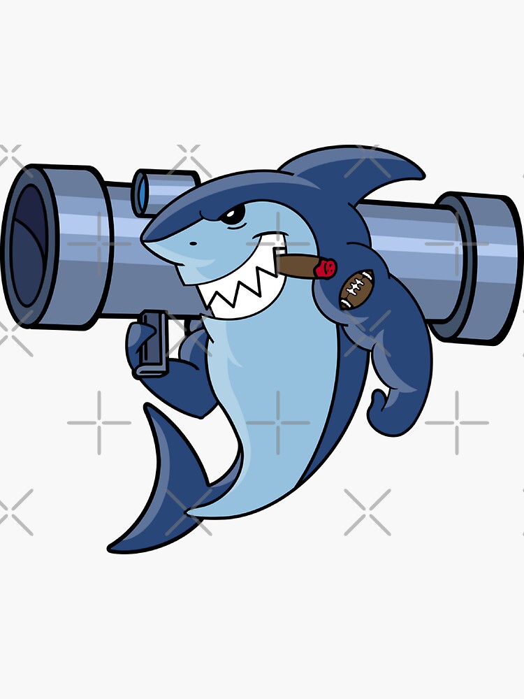 "Bazooka Sharks " Sticker for Sale by rzlatssunrise | Redbubble