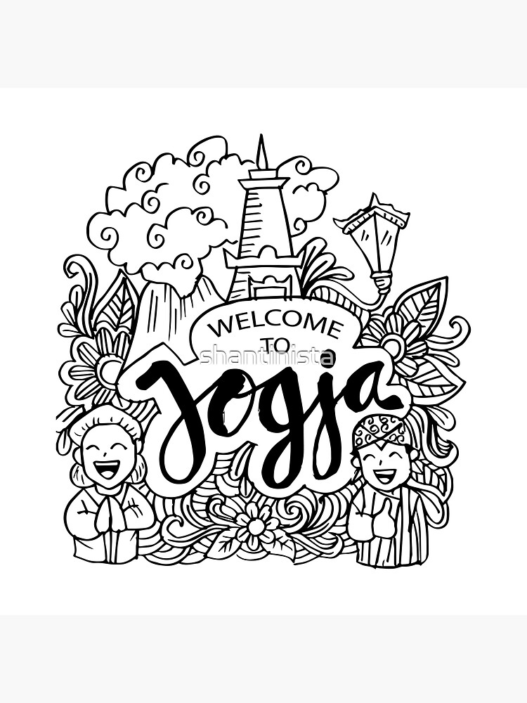 "Welcome To Jogja Doodle Art Design" Sticker for Sale by shantinista ...