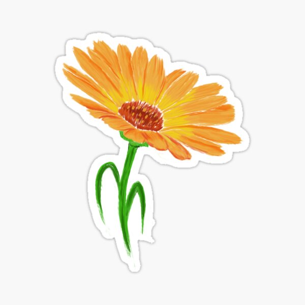 "Orange Flower " Sticker by Shaza-Hasan | Redbubble