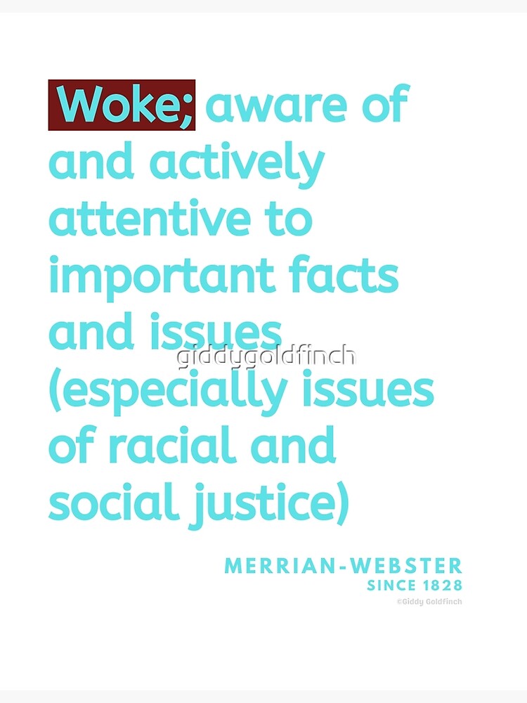 "Definition of Woke" Poster for Sale by giddygoldfinch | Redbubble
