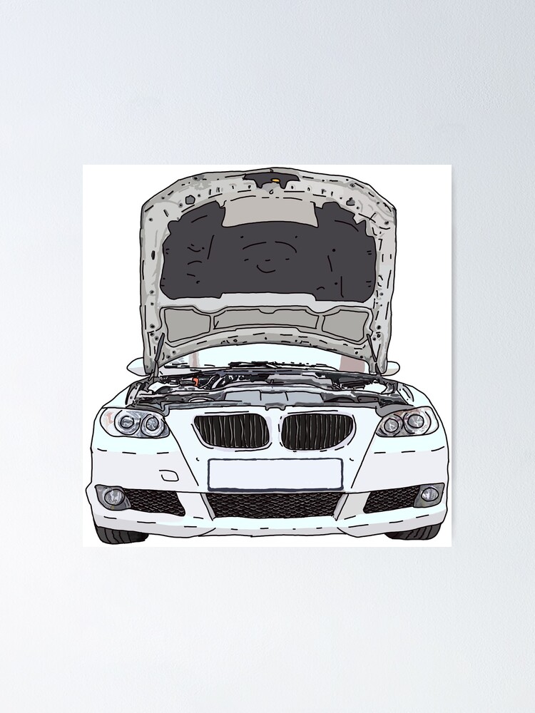 "White car Open hood Hand drawing" Poster for Sale by Marcia-Motivos ...