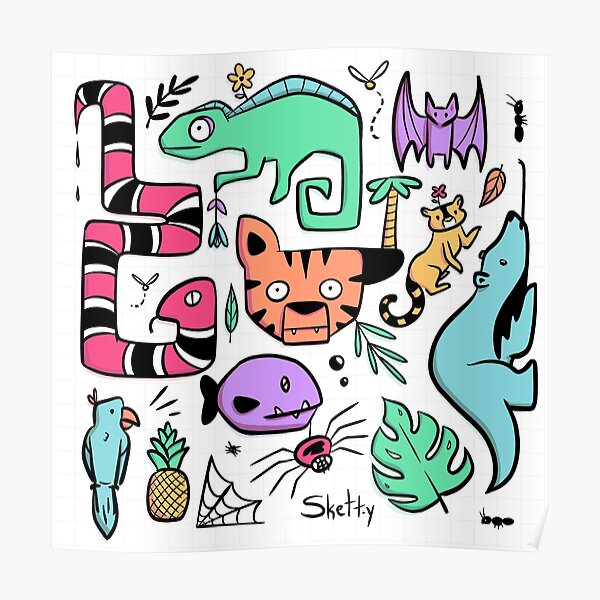 "Jungle Critters" Poster for Sale by jastinamor | Redbubble