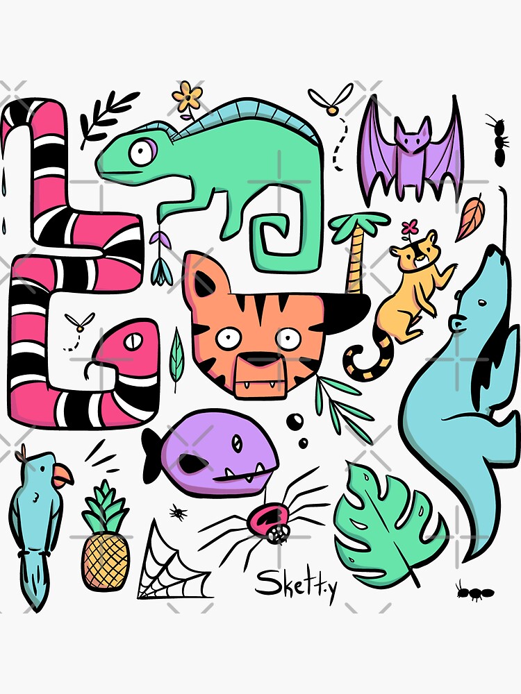 "Jungle Critters" Sticker for Sale by jastinamor | Redbubble
