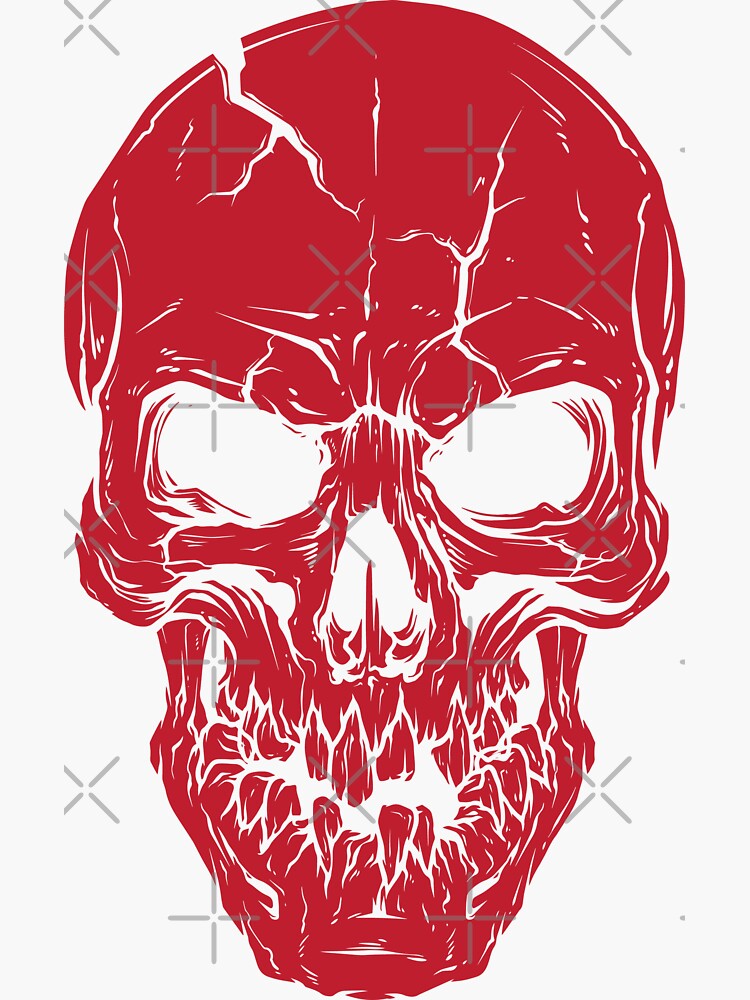 "Red intimidating skull" Sticker for Sale by ZDreamers | Redbubble