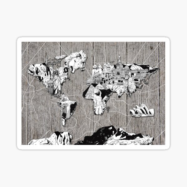 "world map" Sticker for Sale by BekimART | Redbubble