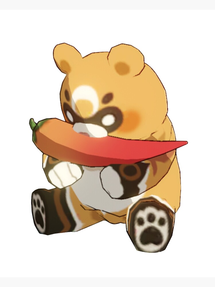 "Genshin Impact Gouba Bear Xiangling Cute Eating Pepper" Poster for ...